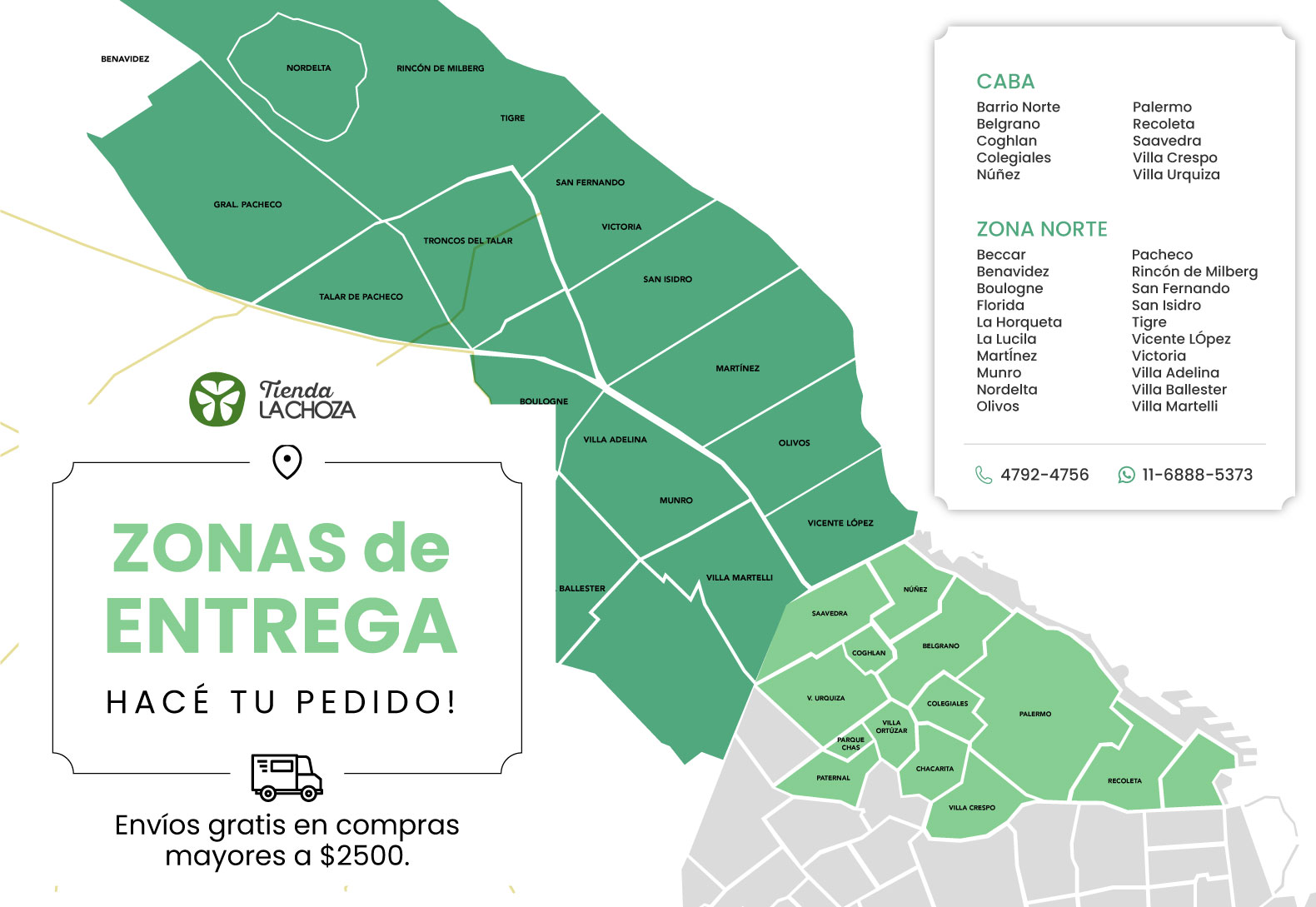 La Choza - Zonas de Entrega