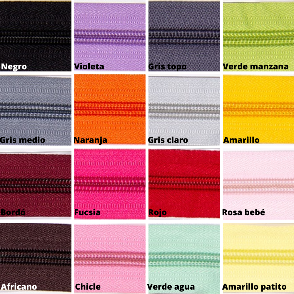 Cierre Nylon #5 deslizador reverso con goma/separable. Amplio surtido ...