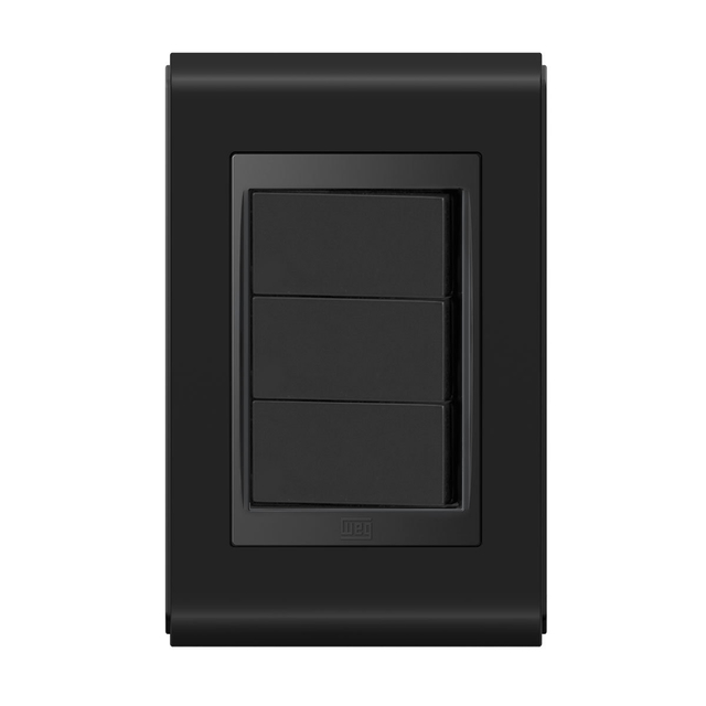 Conjunto 3 Interruptores Simples - Refinatto - Preto Acetinado