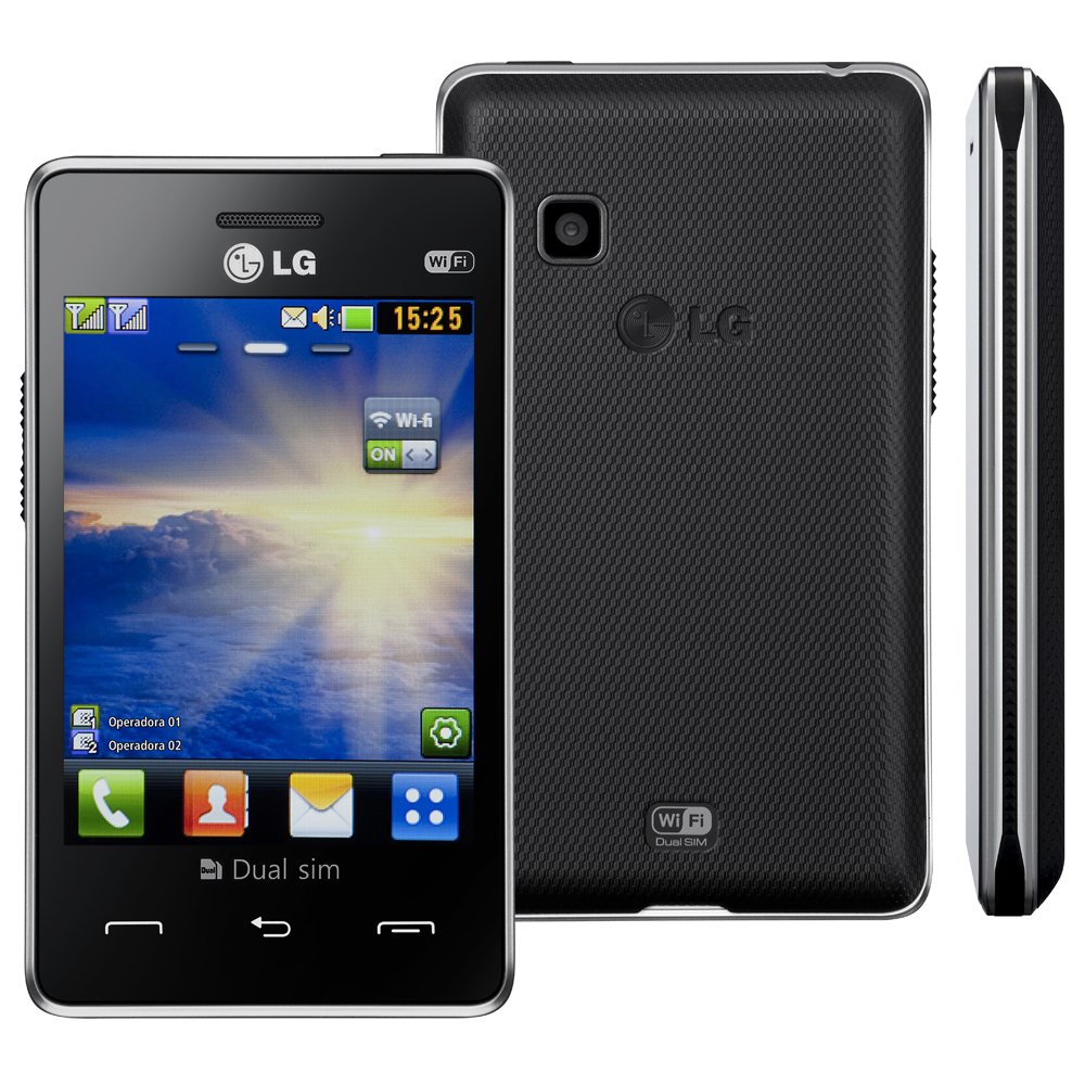 Celular LG T375 Preto com Dual Chip, Câmera 2MP, Rádio FM, MP3, Touch Screen, Bluetooth, Wi-Fi ...