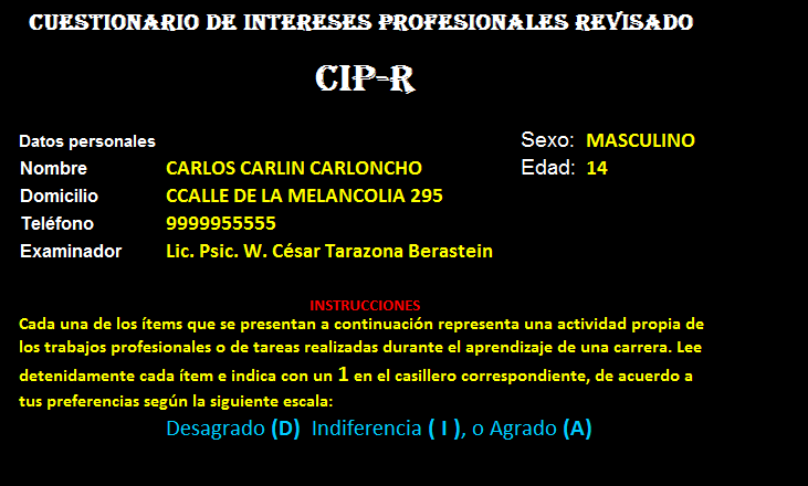 Cuestionario De Intereses Profesionales Revisado cipr - PsicoTest
