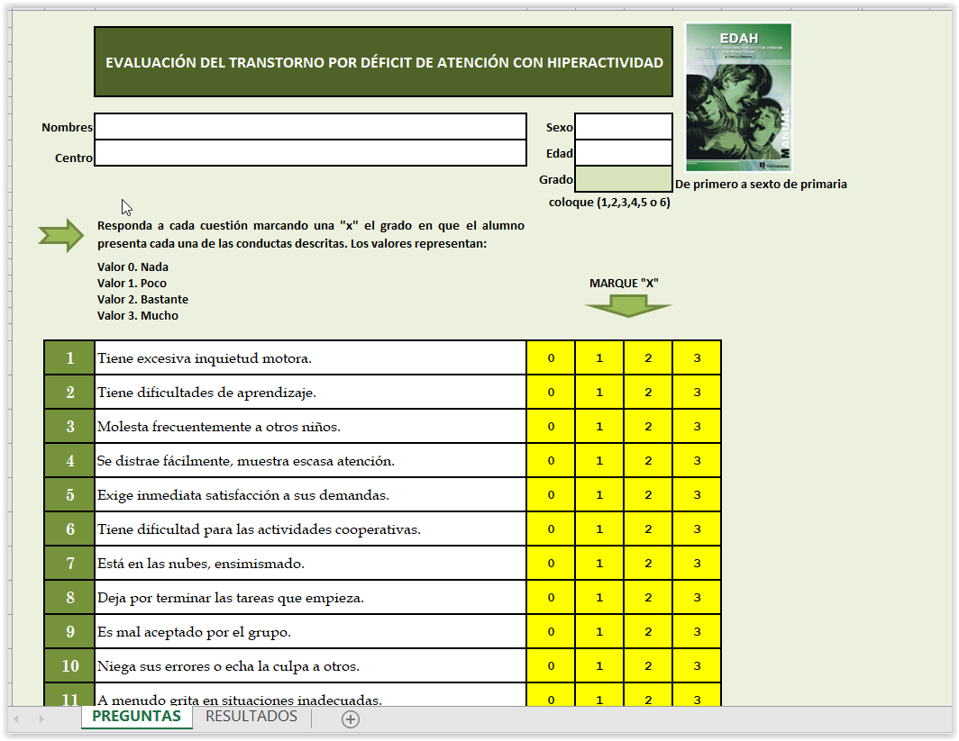 Edah Escala De Evaluación Hiperactividad -TDAH- IMPULSIVIDAD - Déficit ...