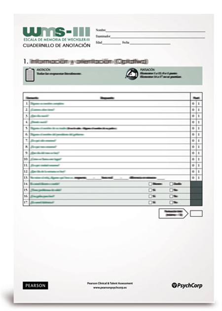 TEST WMS III – Escala De Memoria De Wechsler III – ILIMITADO EN USOS E ...