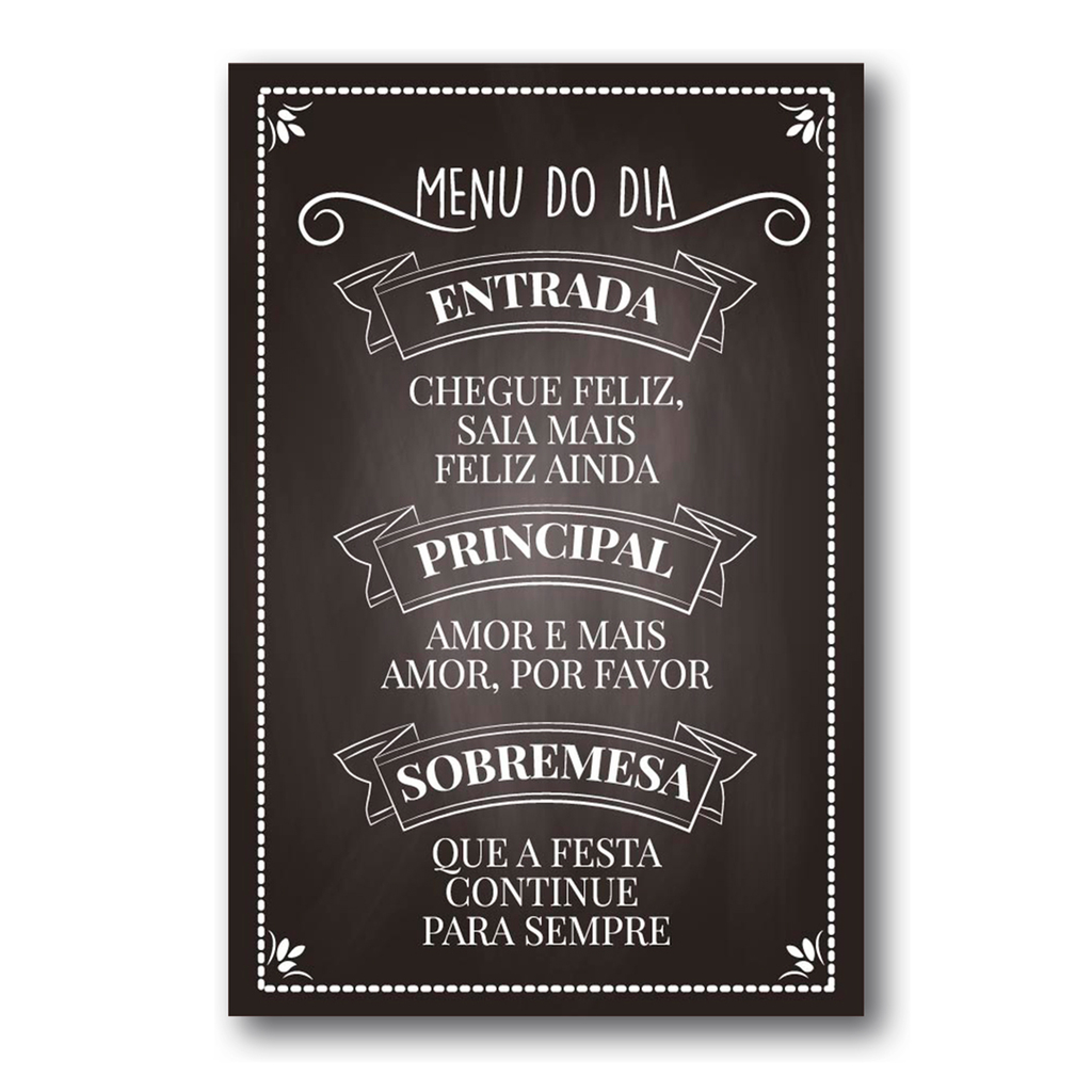 PLACA MENU DO DIA - Comprar em Art Print Decorações