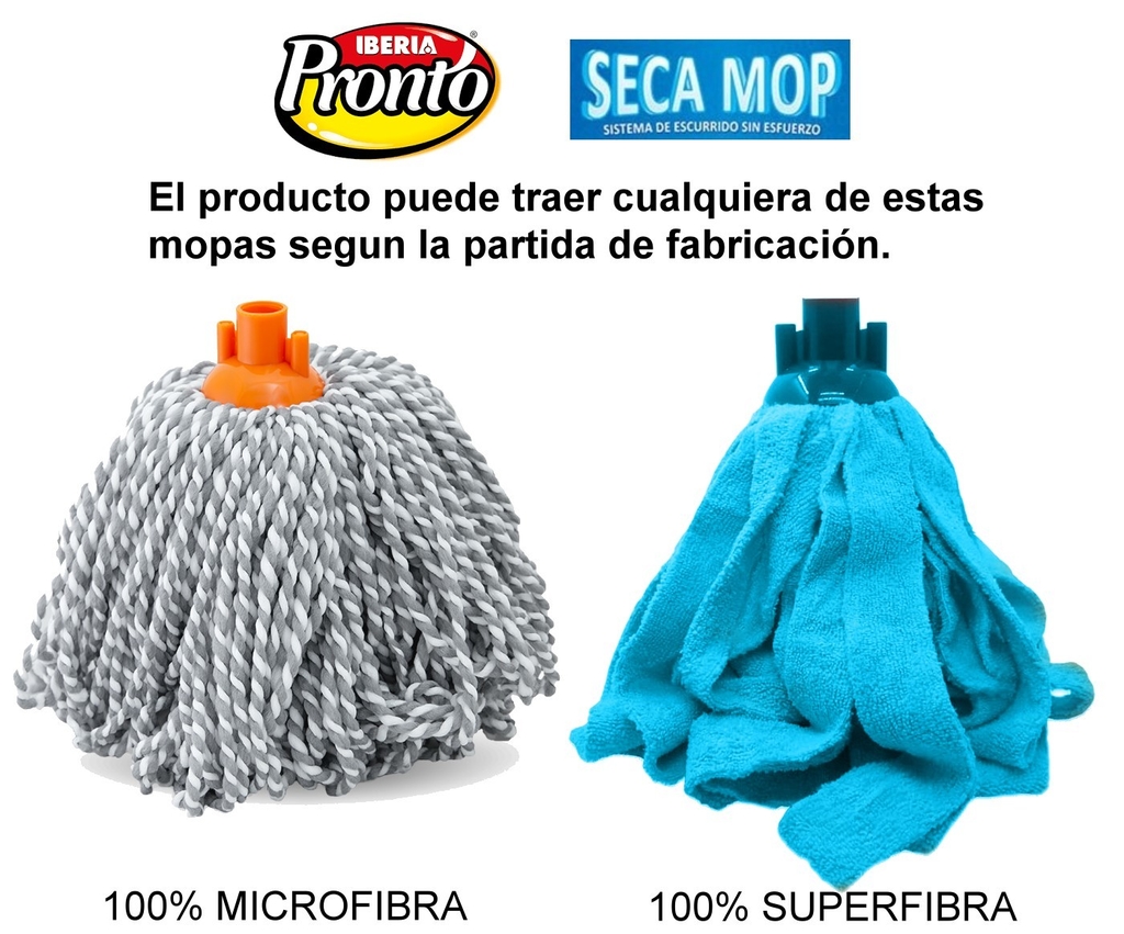Mopa Lampazo Microfibra + Balde Escurridor Iberia Seca Mop