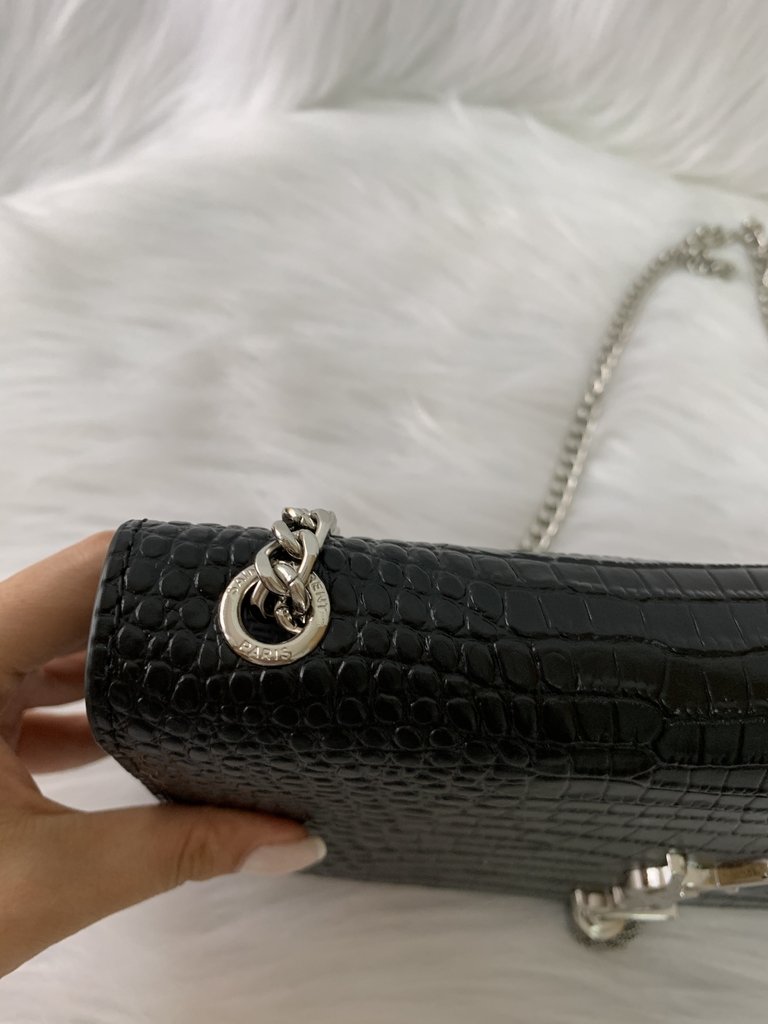 Bolsa YSL Kate Crocodilo Preta
