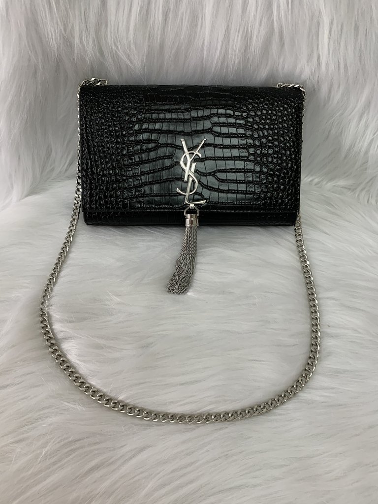 Bolsa YSL Kate Crocodilo Preta