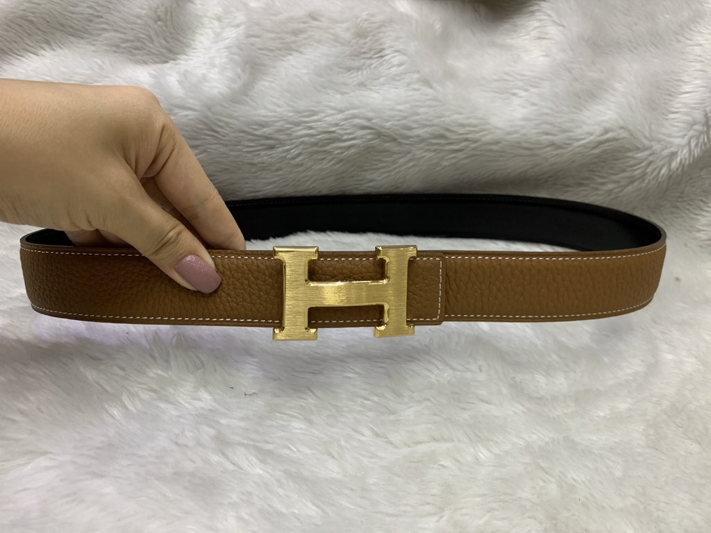 Cinto Hermès Caramelo Dupla Face