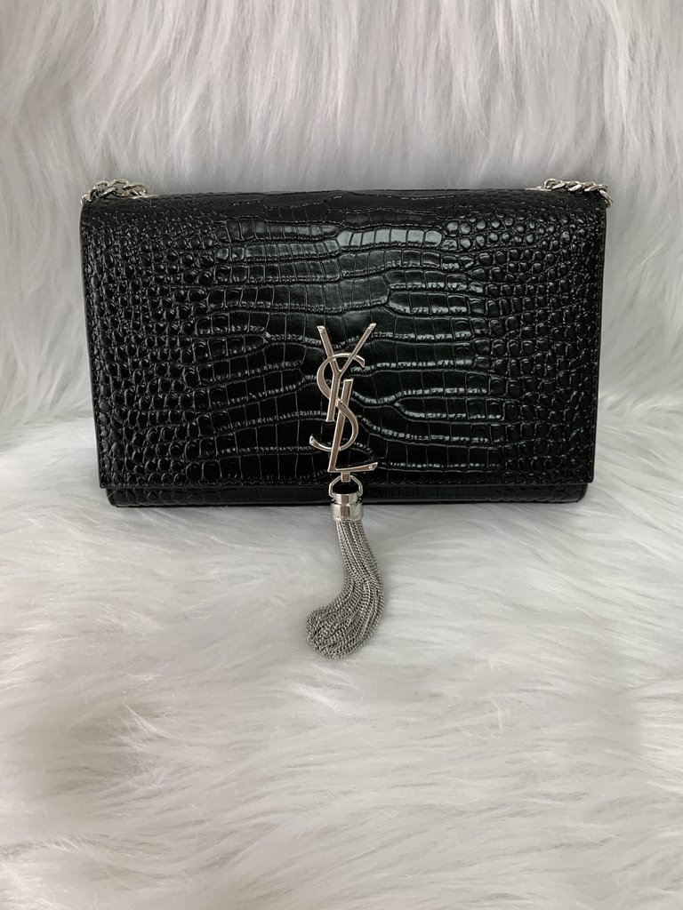 Bolsa YSL Kate Crocodilo Preta