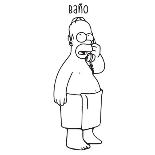 Vinilo Decorativo Homero En Toalla Puerta Baño