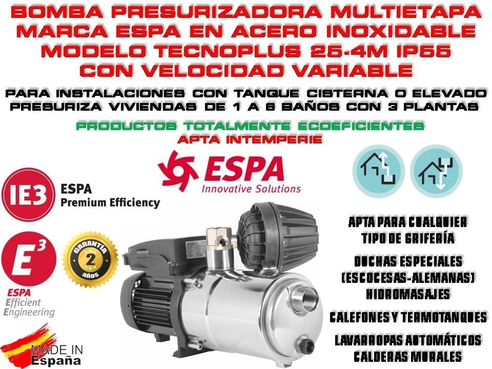 Envío con normalidad Bomba Presurizadora Espa Tecnoplus 25 4vf Velocidad Variable