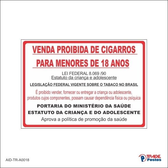Adesivo Proibido Cigarros Para Menor / AID-TR-A0018