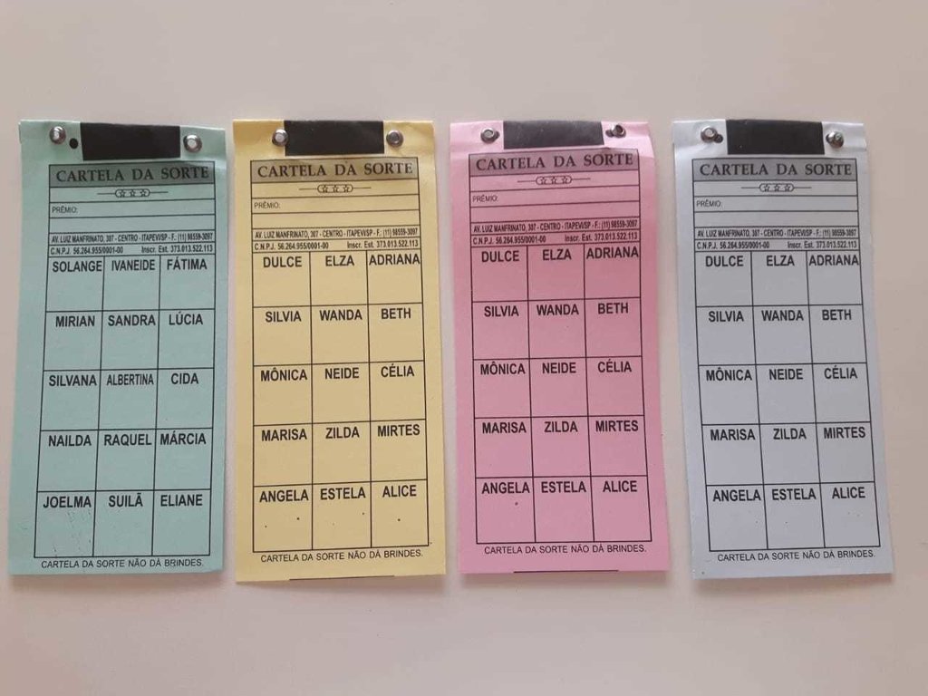 Cartela De Rifa 30 Nomes Papelaria Criativa - Riset