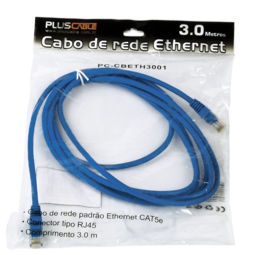 CABO DE REDE CAT5E 10 METROS PLUS CABLE PC-CBETH10