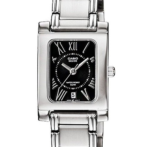 RELOJ CASIO CABALLERO CAJA RECTANGULAR VERTICAL DIAL NEGRO CRISTAL ...