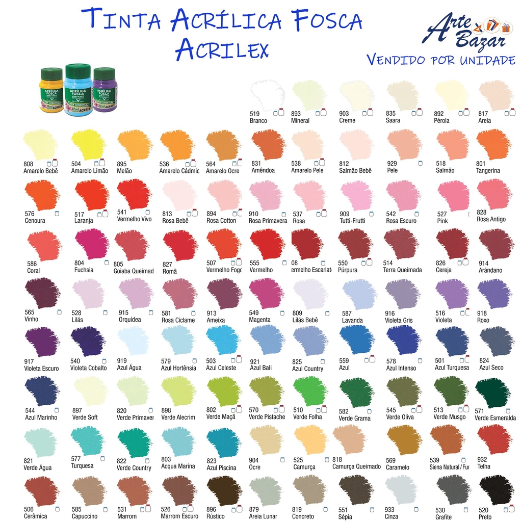 TINTA ACRILICA FOSCA 37ml (ACRILEX) - Arte Bazar