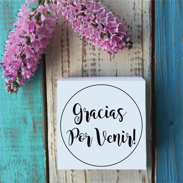 Sello Gracias por venir círculo 5x5 cm