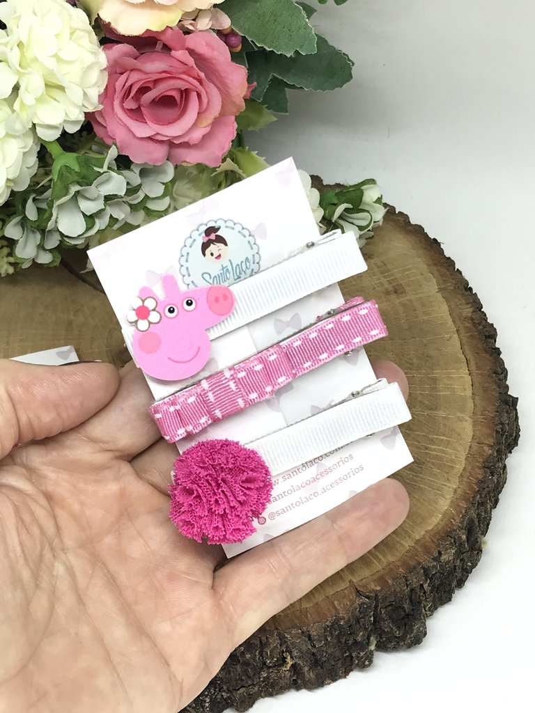 Hair clips Peppa - Comprar em Santo Laço Acessorios
