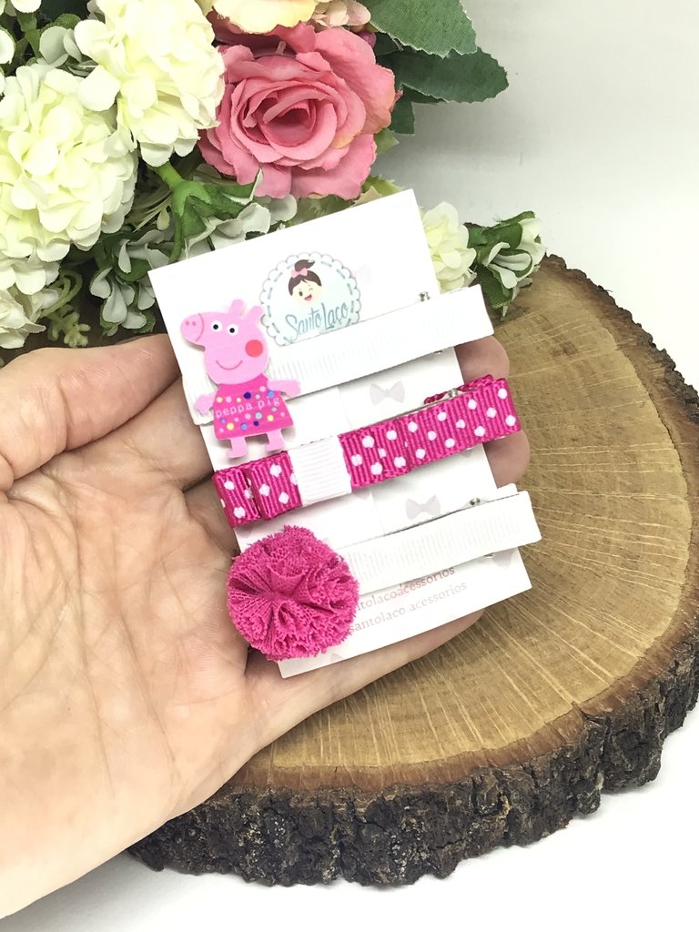 Hair clips Peppa - Comprar em Santo Laço Acessorios