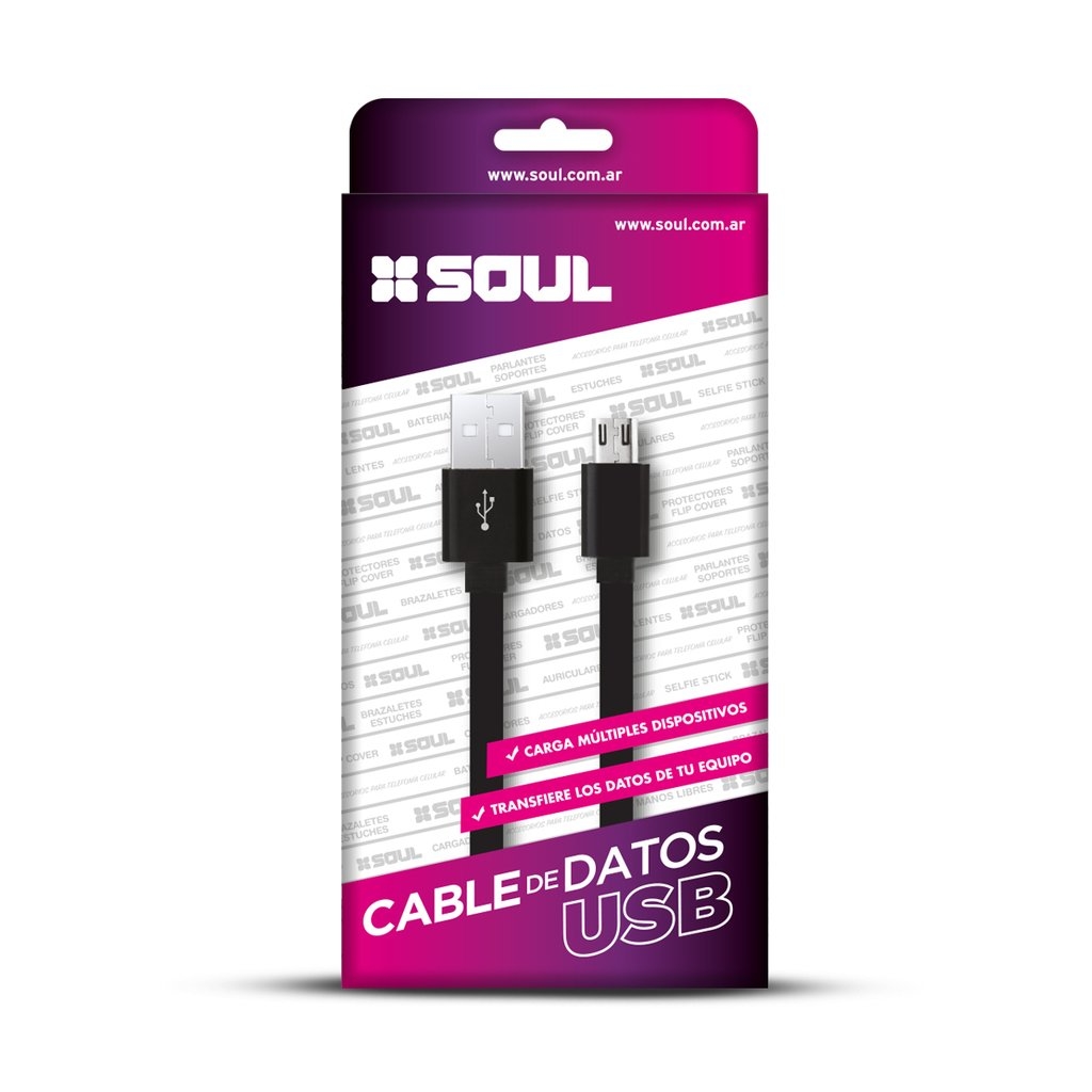 CABLE DE DATOS MICRO USB SOUL 2 Metros CABLE DE DATOS MICRO USB SOUL 2 Metros