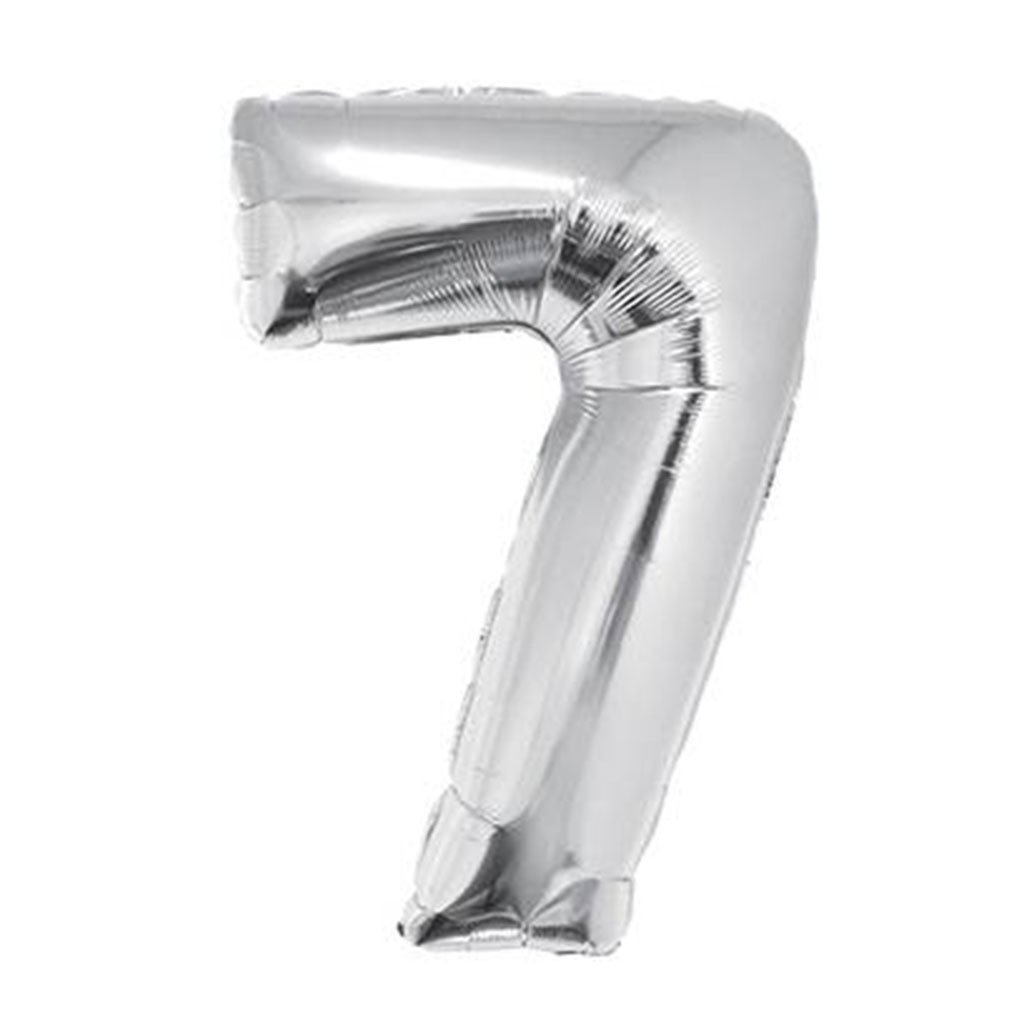 GLOBO METALIZADO 34" NUMERO 7 PLATEADO
