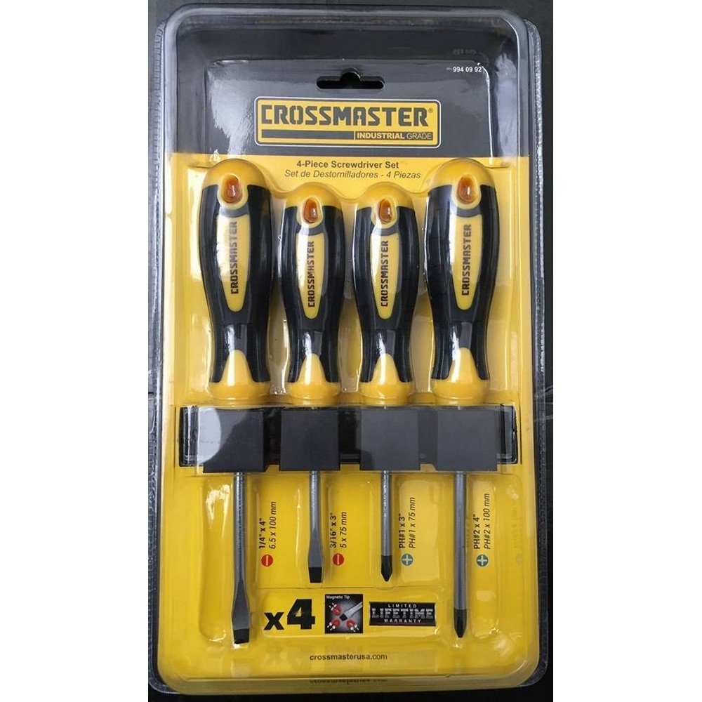 Set Destornilladores Crossmaster Plano Y Phillips - 4 Piezas