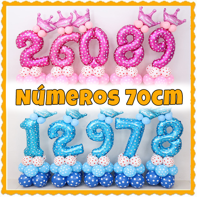 Globo Numero Rosa c/Corazones y Celeste c/Estrellas